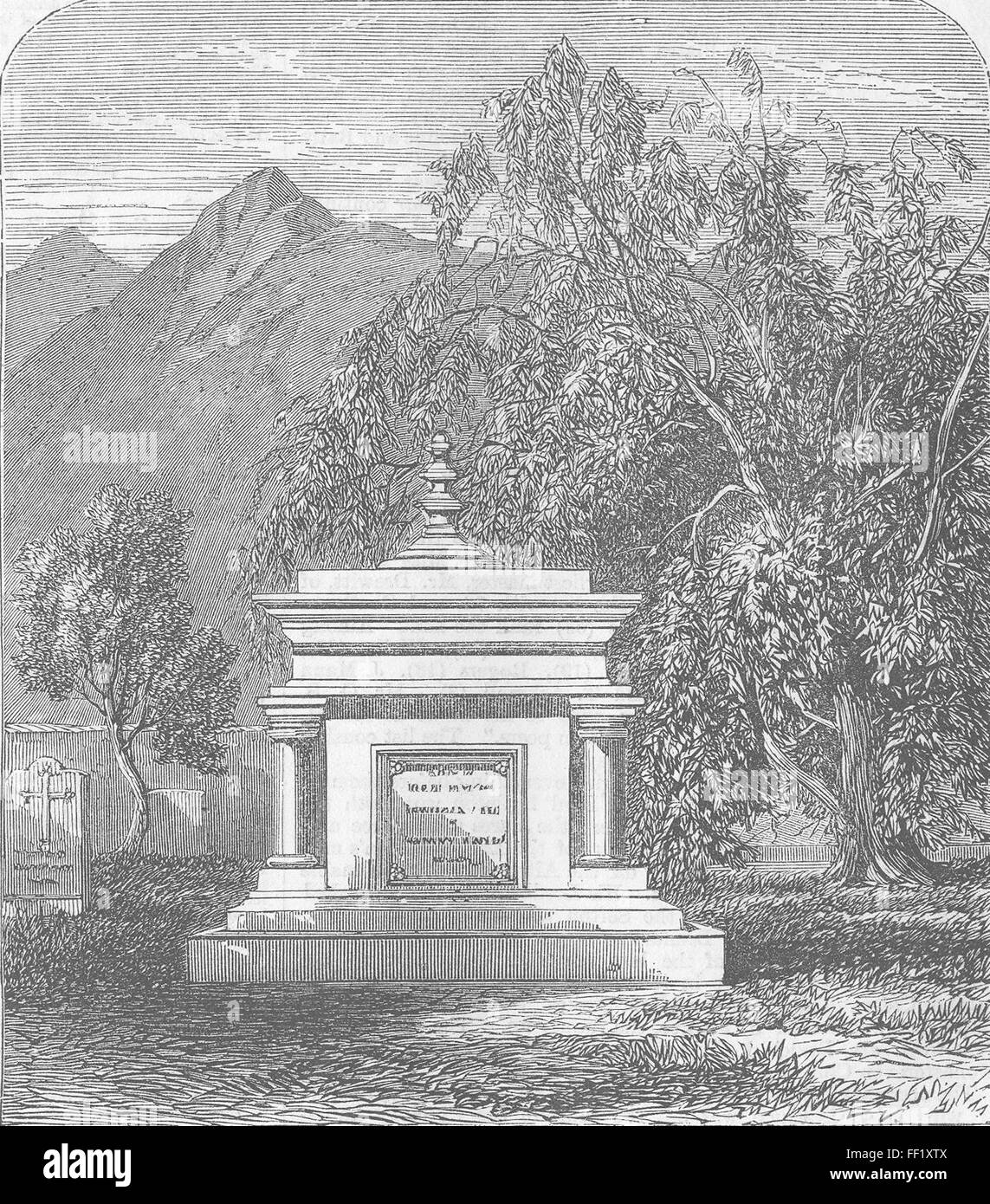 INDIA Mhow Tomb of Sgt-Maj Lilley, Station Cemetery 1863. Illustrated ...