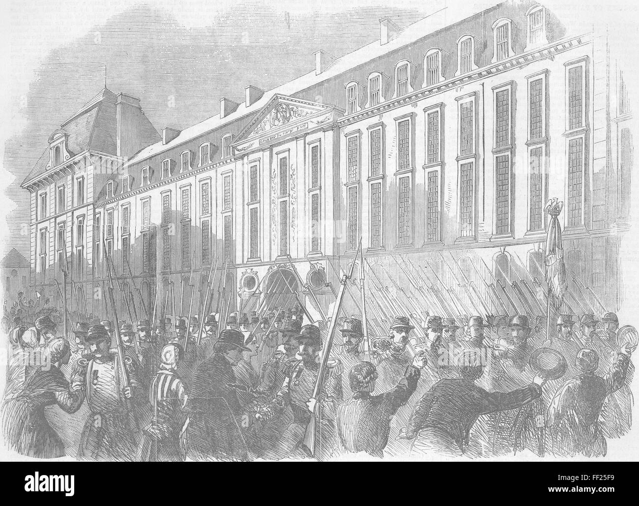 FRANCE Troops leaving Prince Eugene Barracks, Paris 1859. Illustrated ...