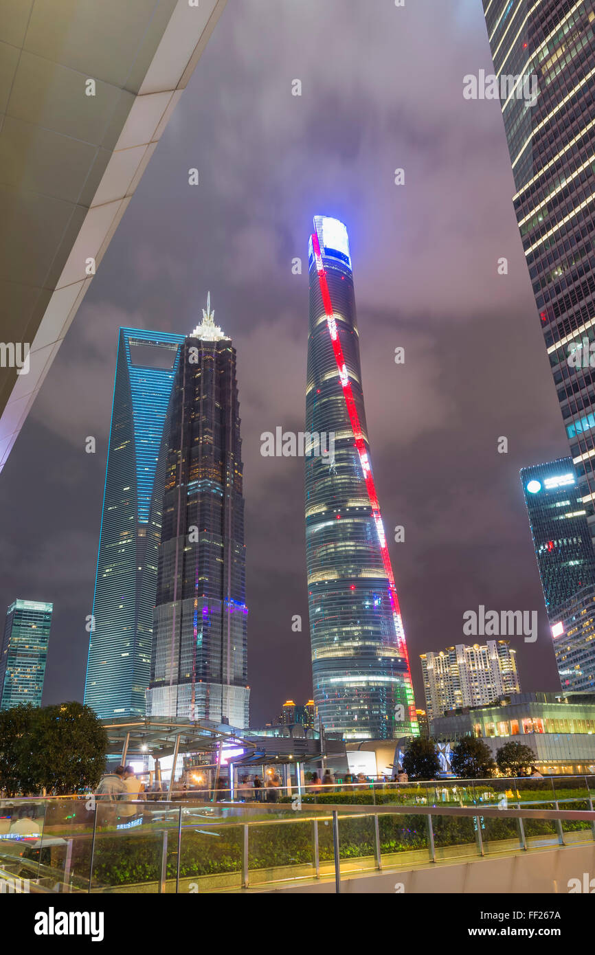 Pudong financial district at night, Shanghai, China, Asia Stock Photo ...