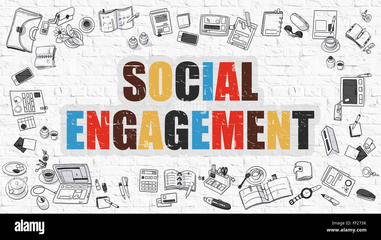 Social Engagement in Multicolor. Doodle Design Stock Photo - Alamy