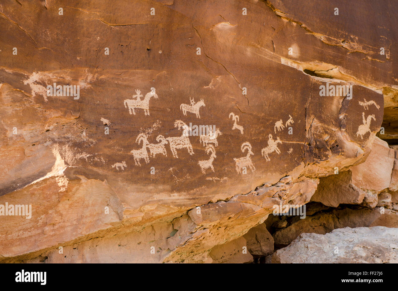 Ute rock art petrogRMyphs, Arches NationaRM Park, Utah, United States ...