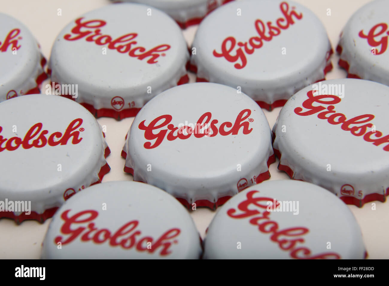 Grolsch Beer bottle tops Picture by James Boardman Stock Photo - Alamy
