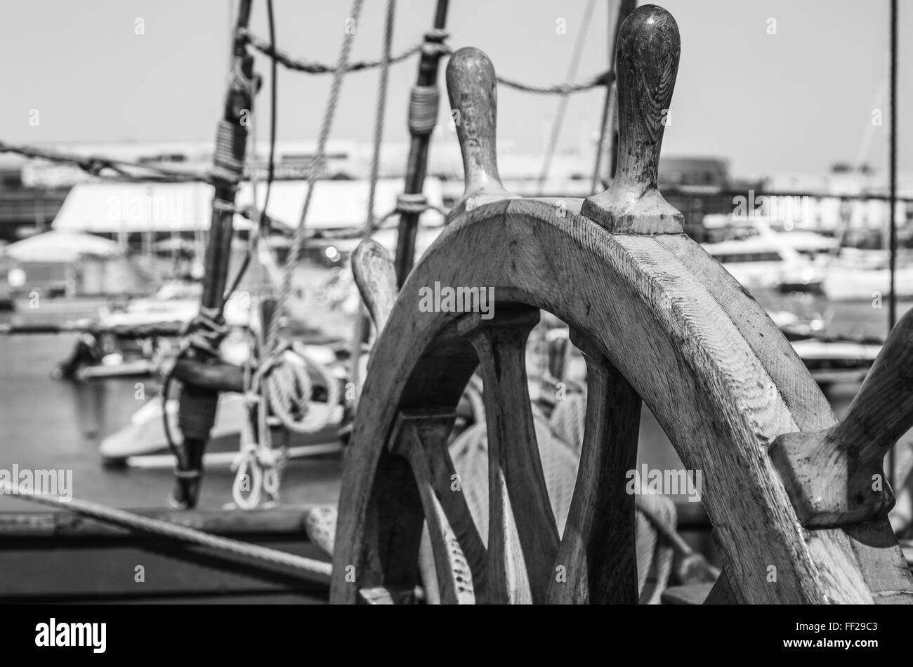Sailing aboard yacht on Black and White Stock Photos & Images - Alamy