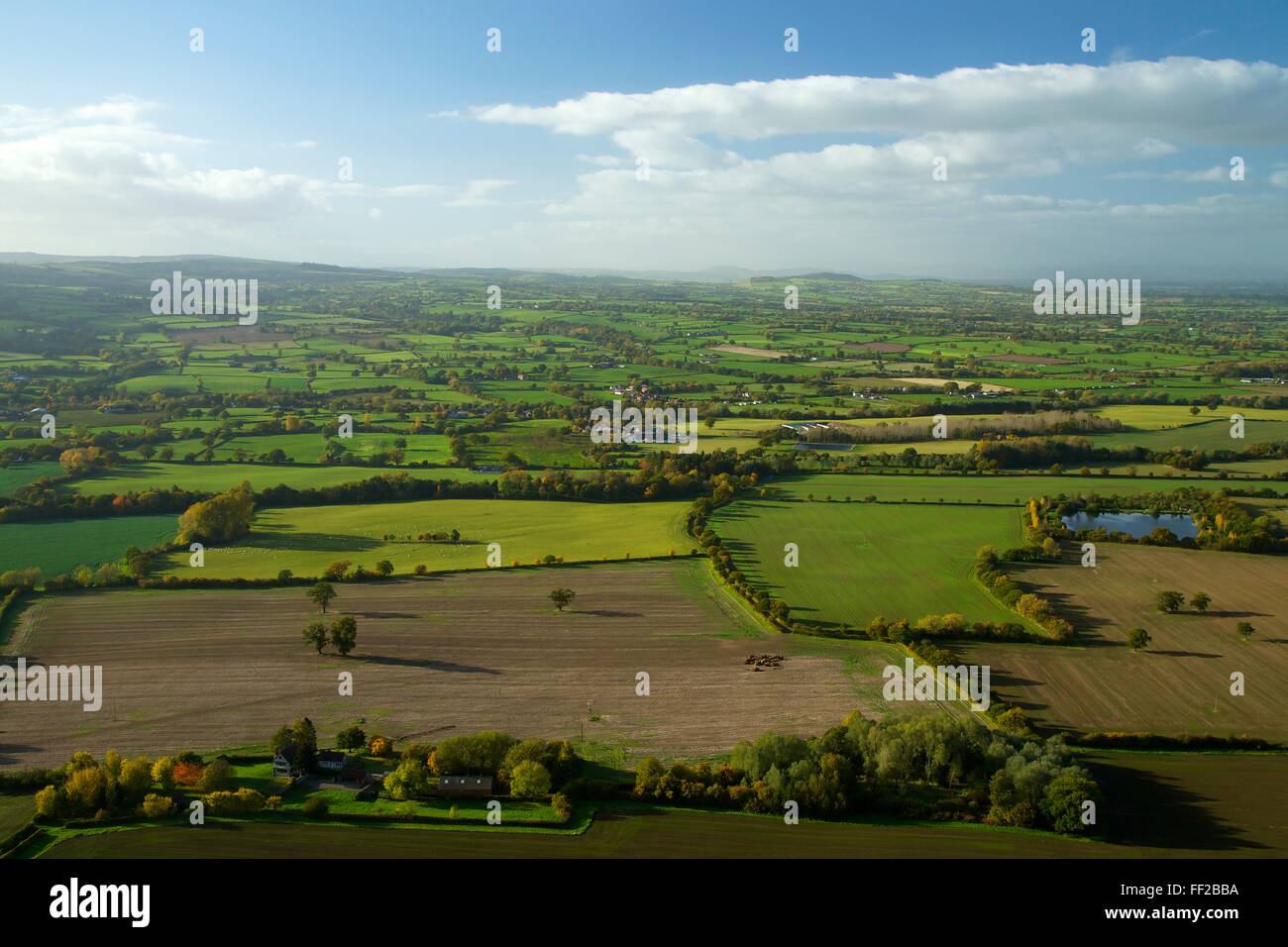 View of Shropshire countryside from the top of Lawley, Shropshire Hills ...