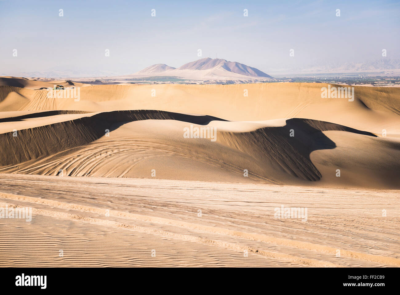 Sand dunes in the desert at Huacachina, Ica Region, Peru, South America ...