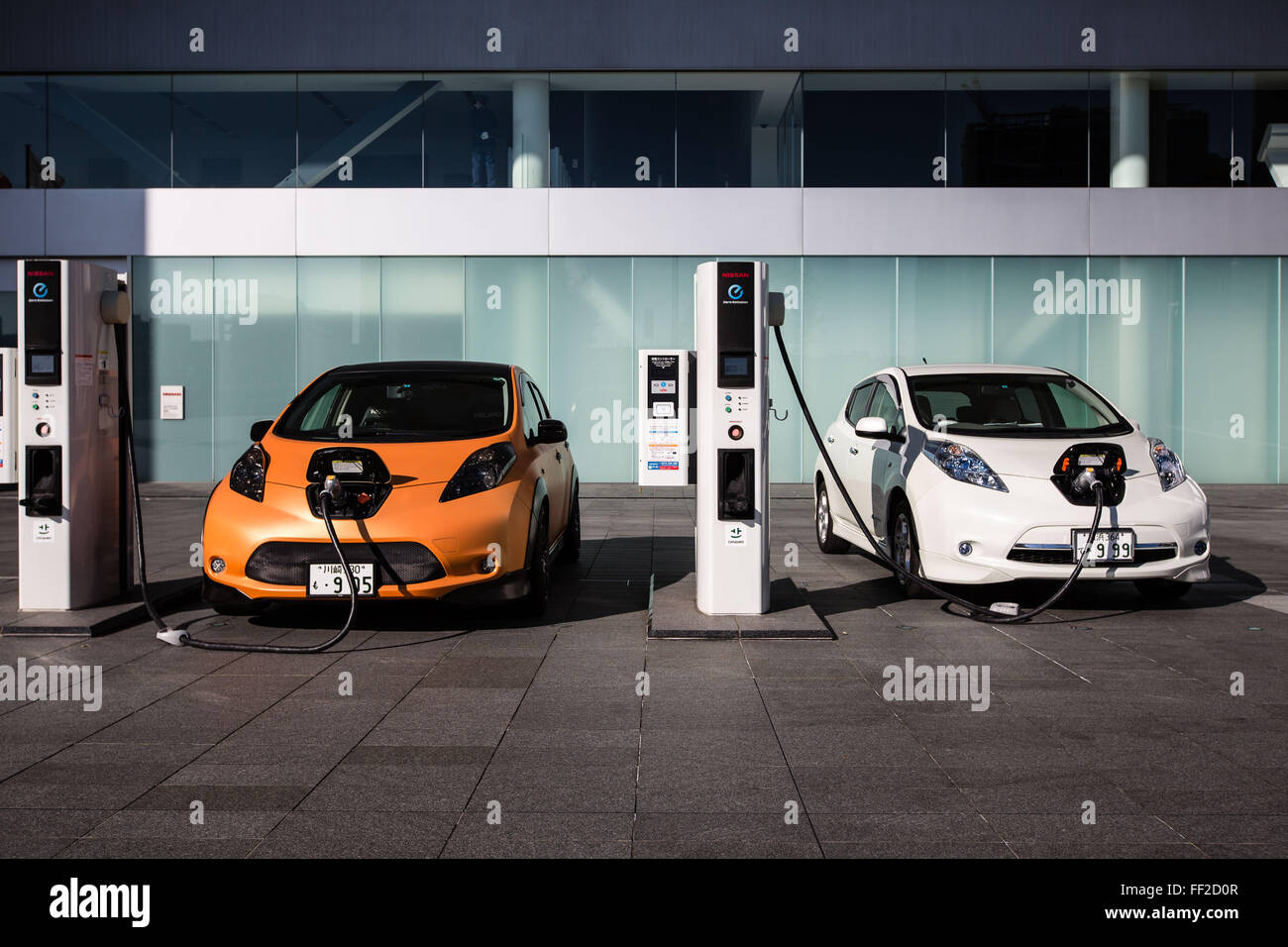 Yokohama, Japan. 10th Feb, 2016. Nissan zero emissions vehicles are ...