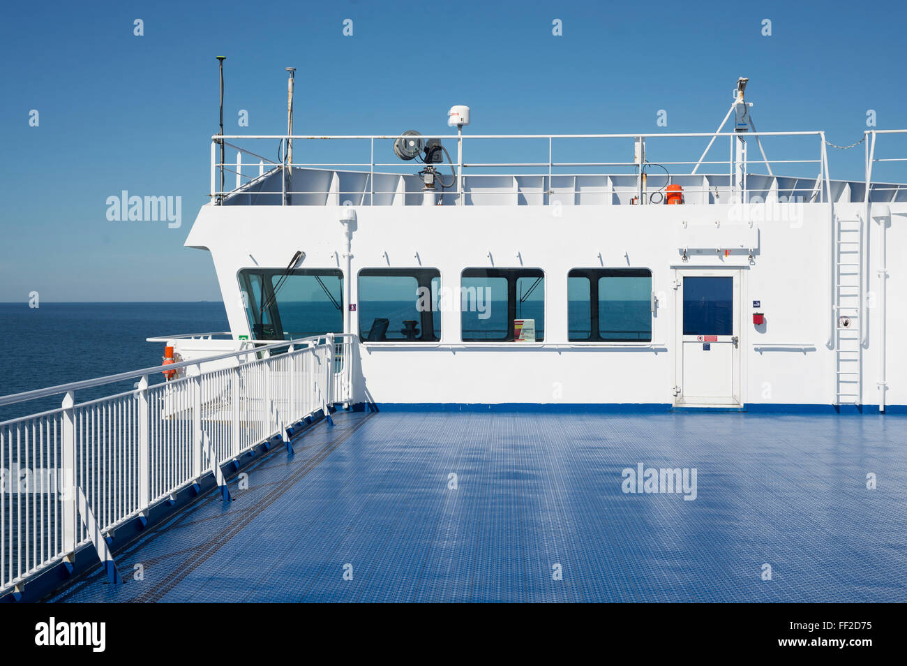 Looking through the windows of the command bridge on the horizon and ...