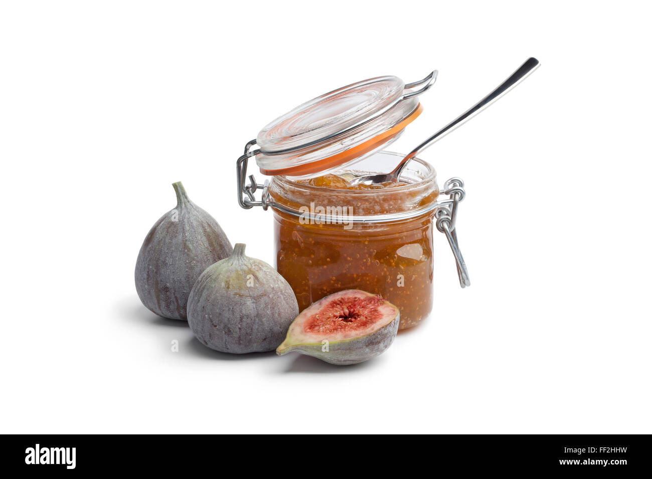Spoon of fig jam Cut Out Stock Images & Pictures - Alamy