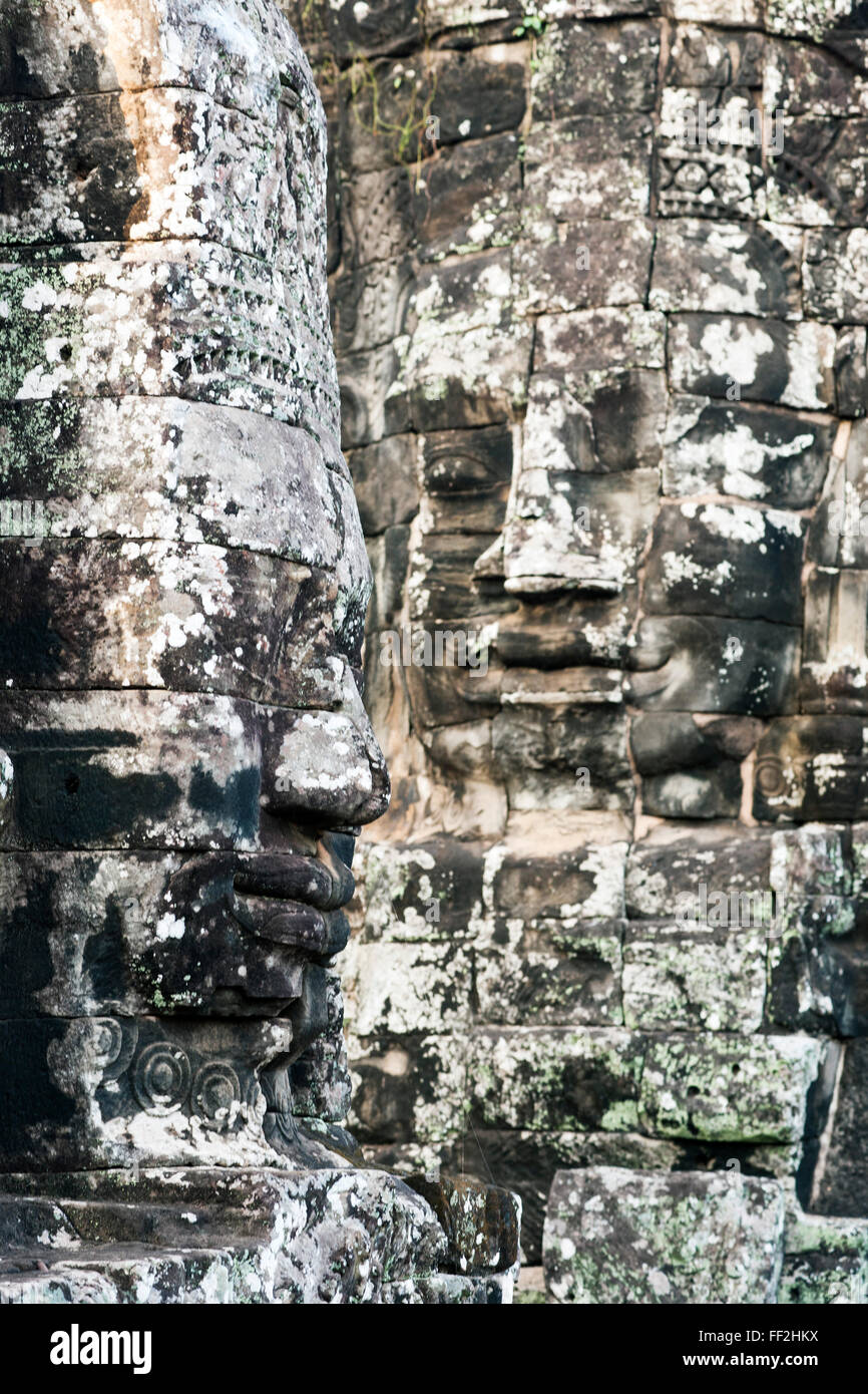 Giant heads at the Bayon tempRMe, UNESCO WorRMd Heritage Site, Angkor ...