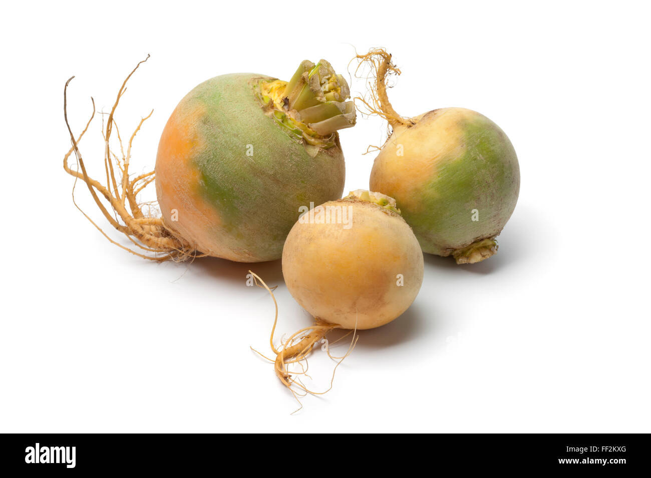 Fresh yellow turnips on white background Stock Photo - Alamy