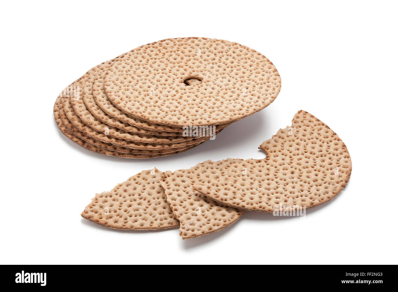 Fresh Swedish Knackebrot on white background Stock Photo - Alamy