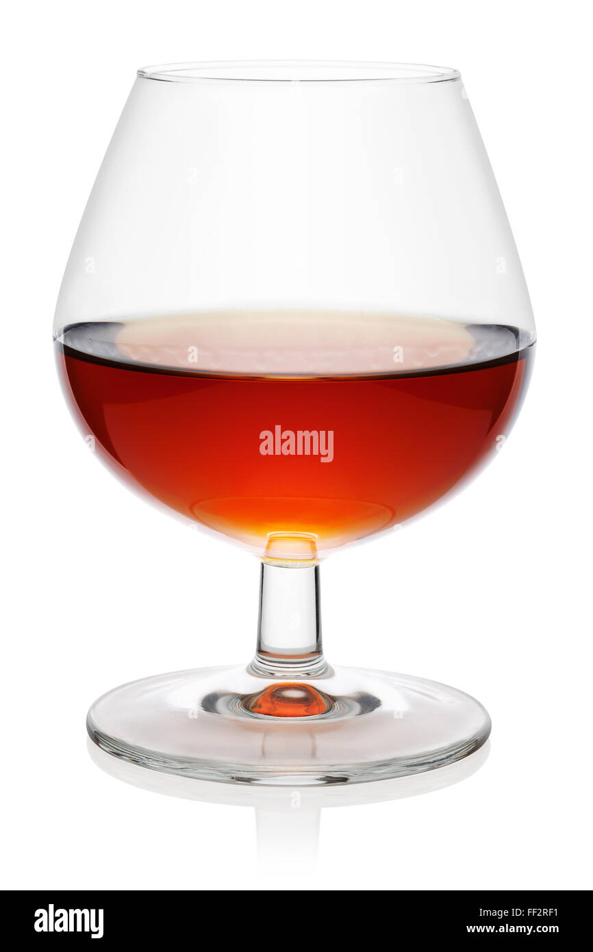 Glass of cognac, isolated on the white background, clipping path ...