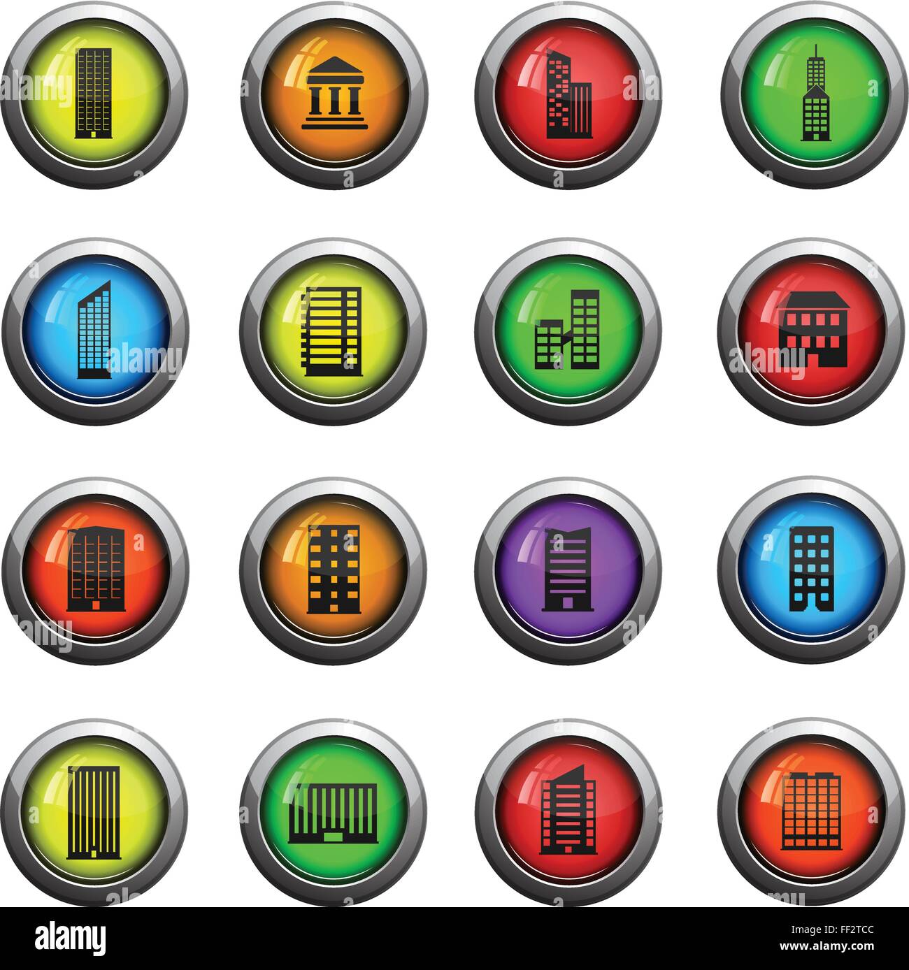 Buildings icons set Stock Vector Image & Art - Alamy