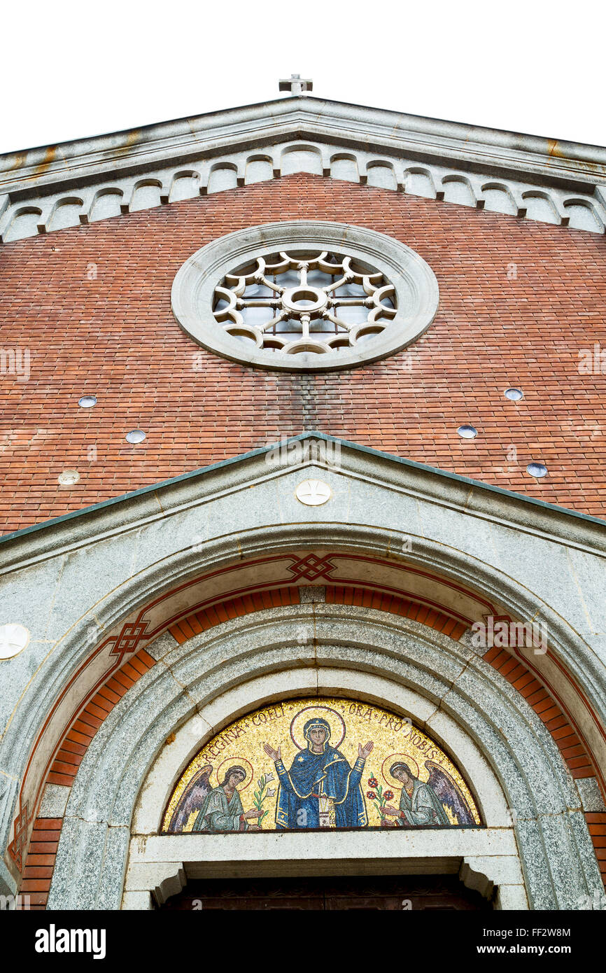 antique contruction in italy europe marble and rose window the wall ...