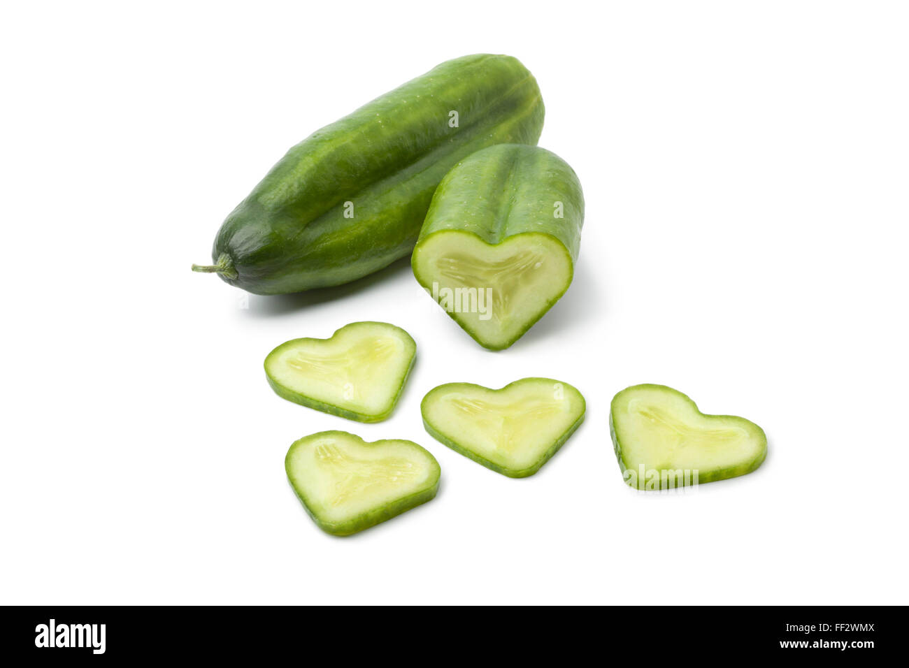 Fresh heart shaped cucumber with on white background Stock Photo - Alamy