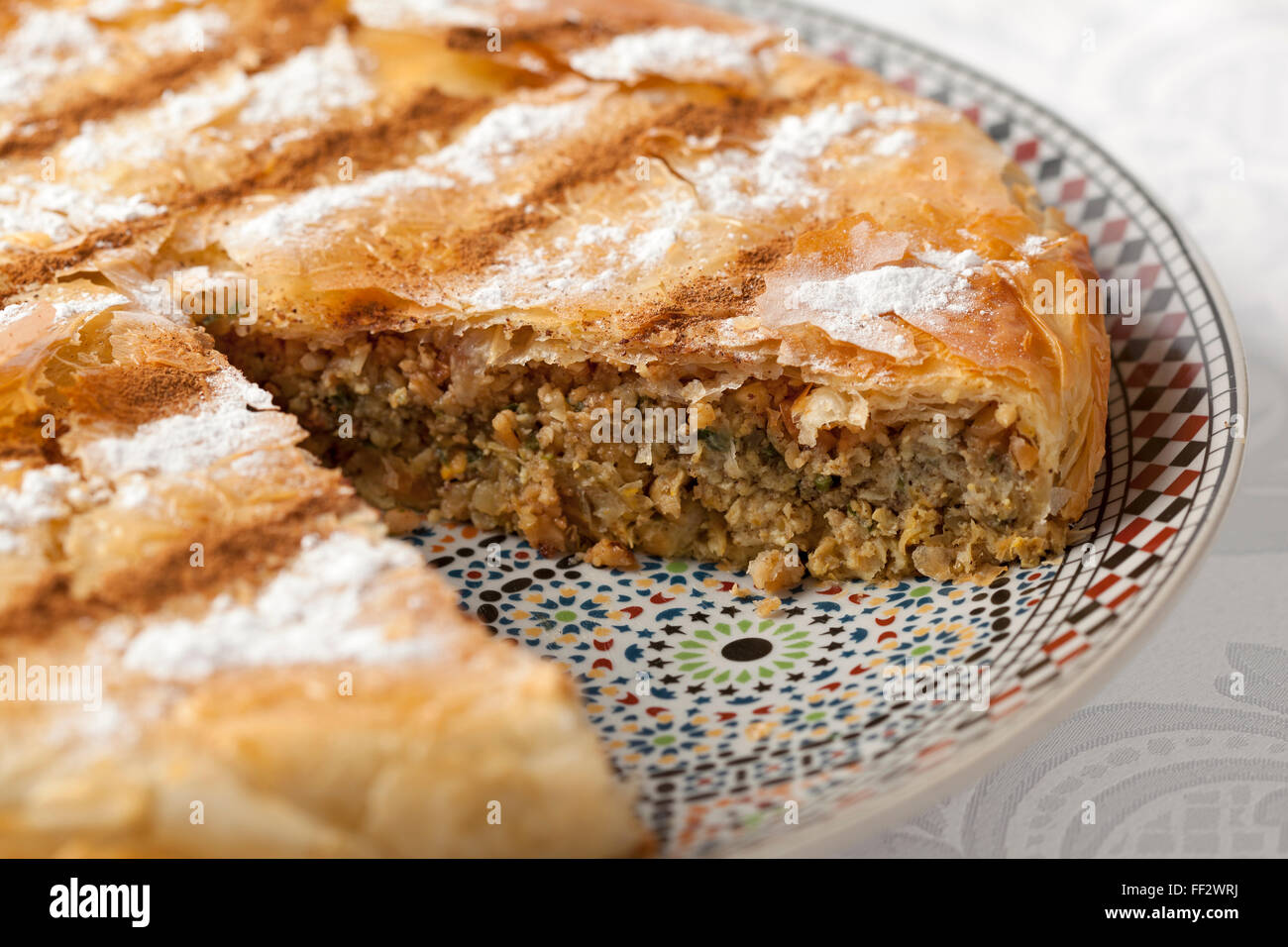 Traditional fresh baked Moroccan Pastilla close up Stock Photo - Alamy