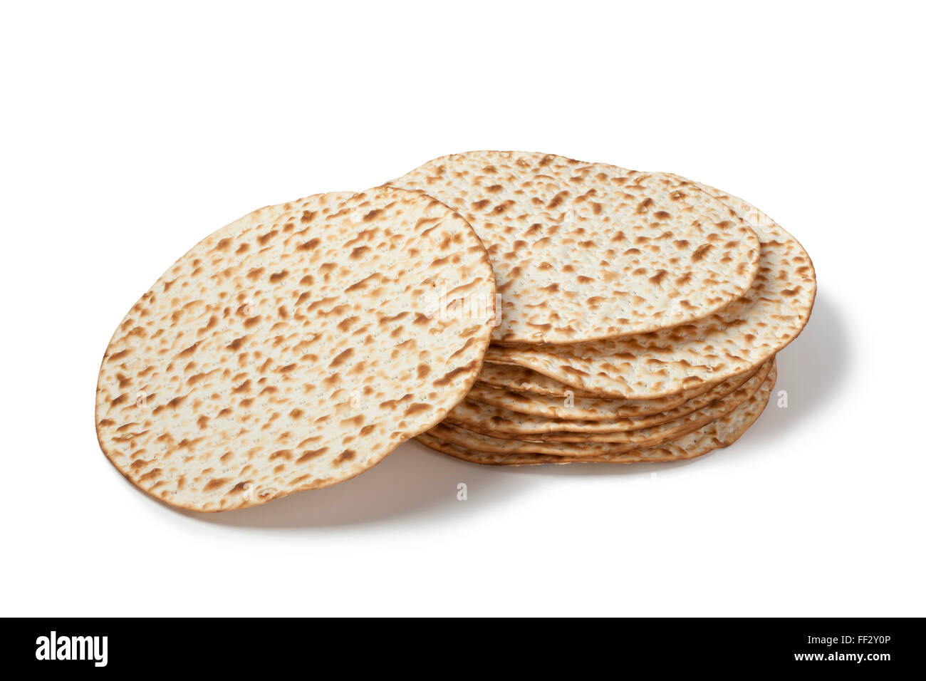 Pile of fresh matzah on white background Stock Photo - Alamy