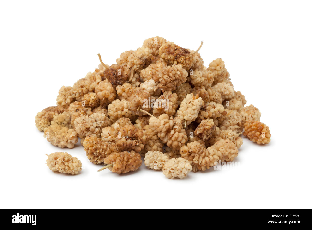 Heap of dried mulberries on white background Stock Photo - Alamy