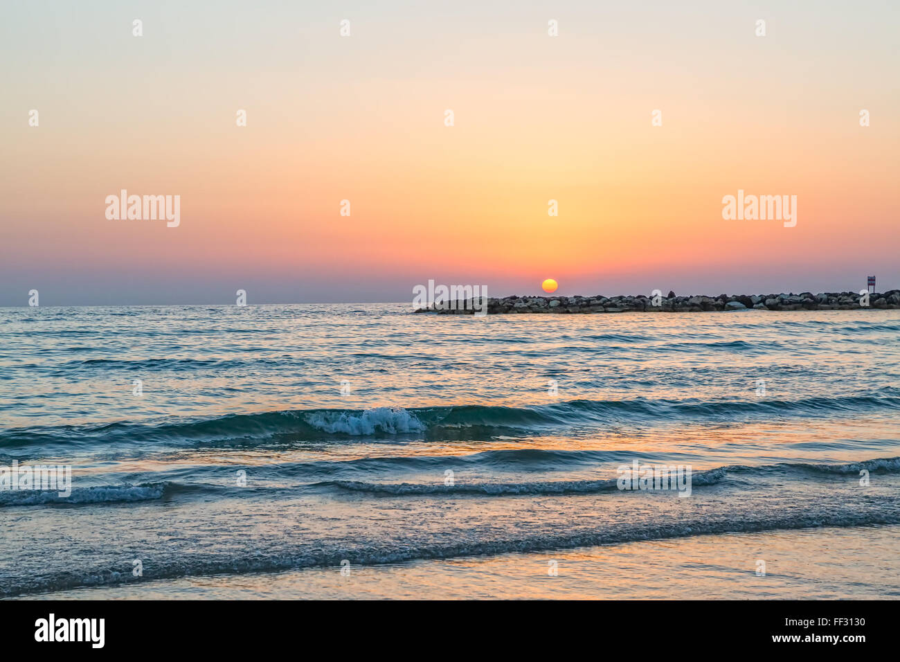 Sea sunset Tel Aviv Stock Photo - Alamy