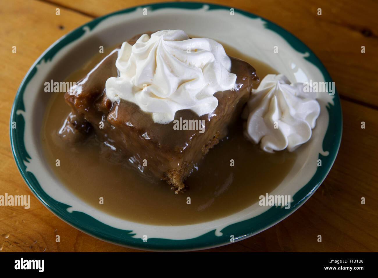 A sticky toffee pudding served in Nova Scotia, Canada. The pudding is ...