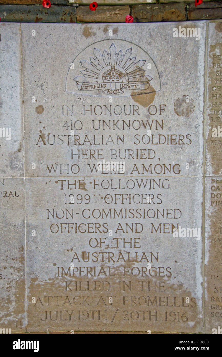 Monument to buried unknown Australian soldiers and officers killed at ...