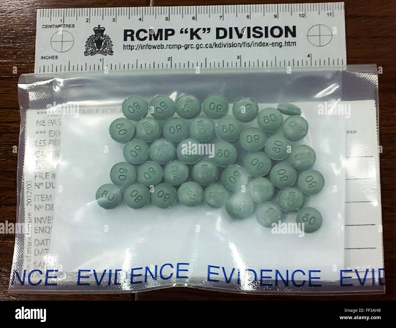 File photo of fake OxyContin pills "Oxy80s" containing fentanyl in ...