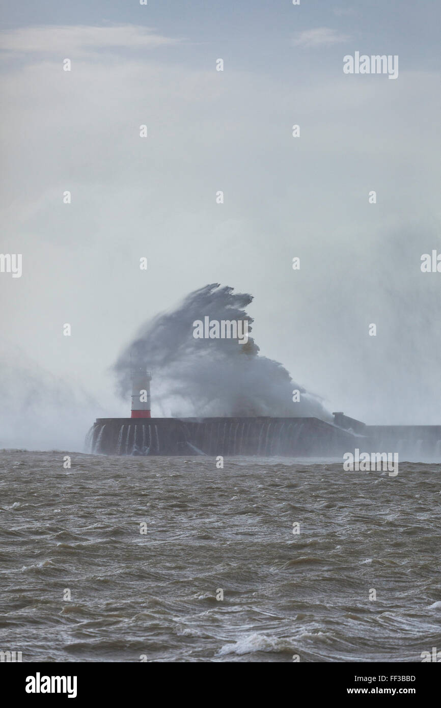 Heavy Sea and Gale Force Winds Pound the West Jetty at Newhaven Harbour ...