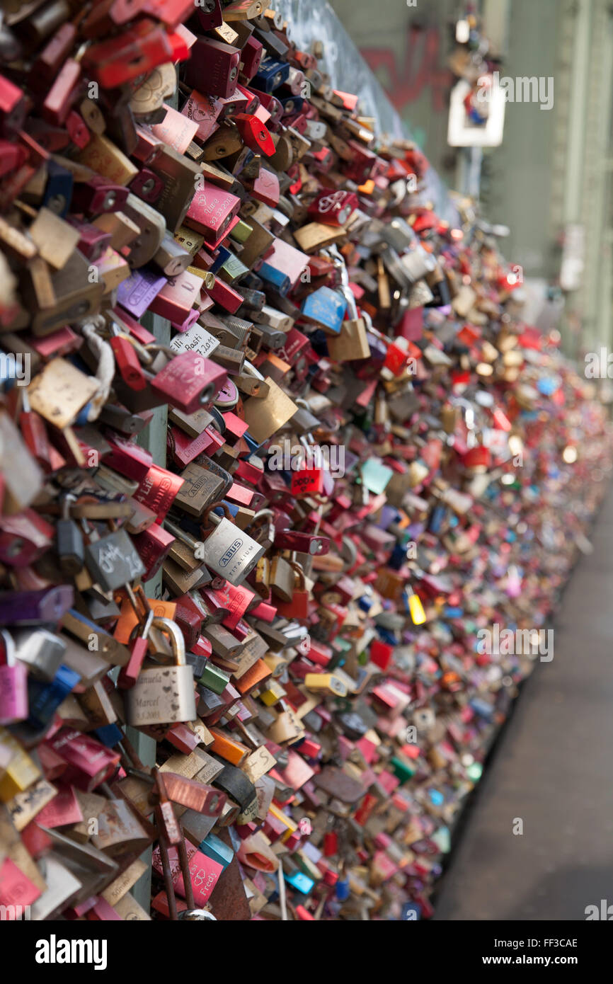 Padlocks on Hohenzollernbrucke Bridge; Cologne, Germany Stock Photo - Alamy