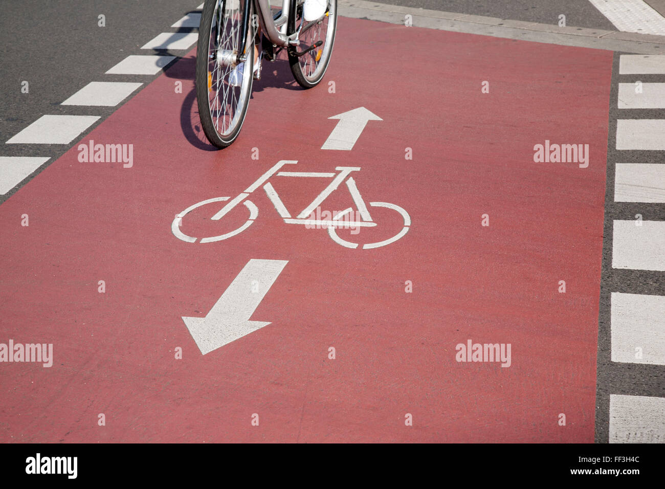 Bike Lane and Cyclist, Bonn, Germany Stock Photo - Alamy