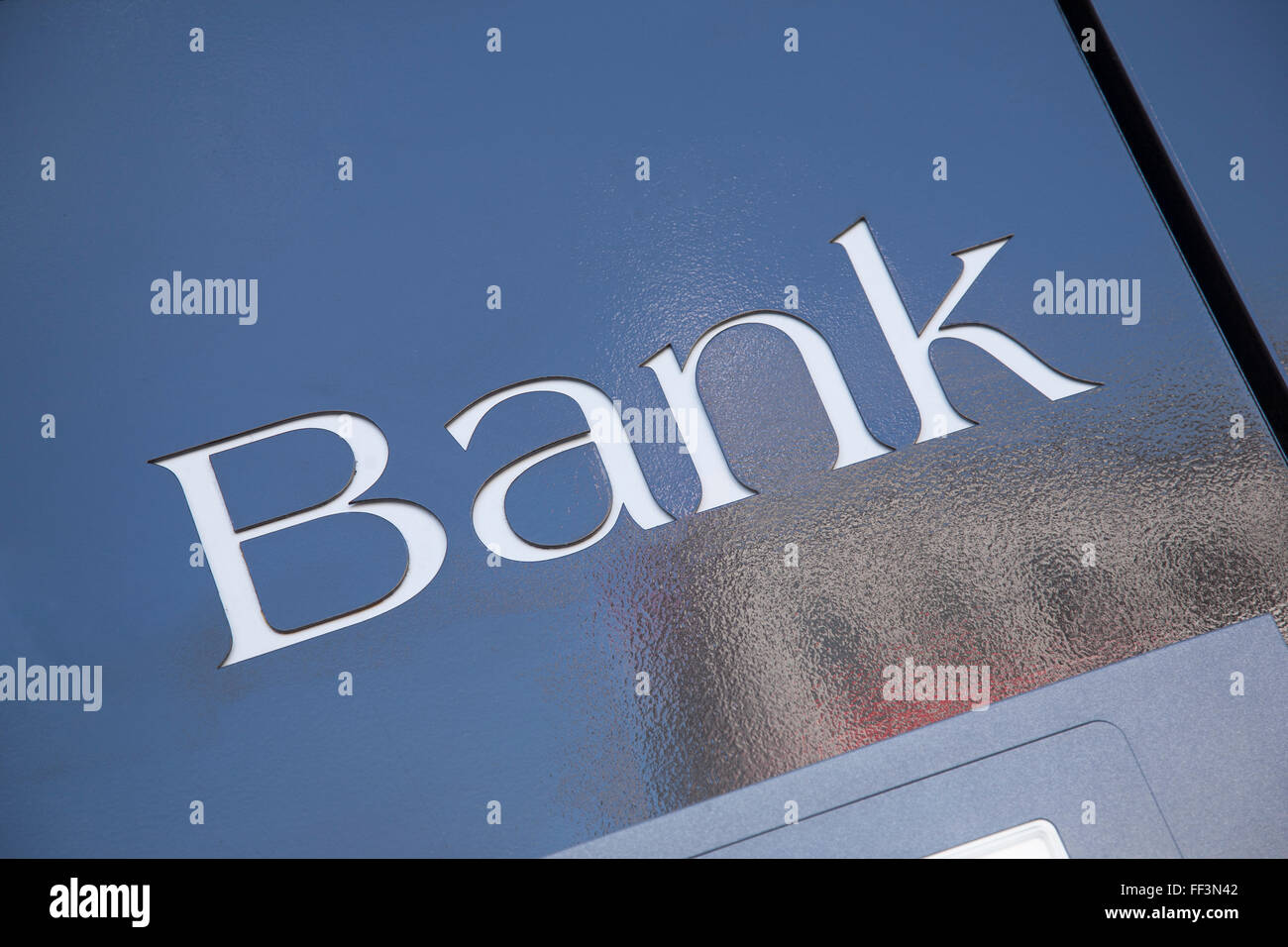 Bank Sign on Building Facade Stock Photo - Alamy