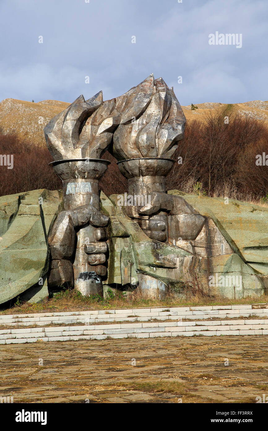 Burning torch sculpture Buzludzha monument former communist party ...