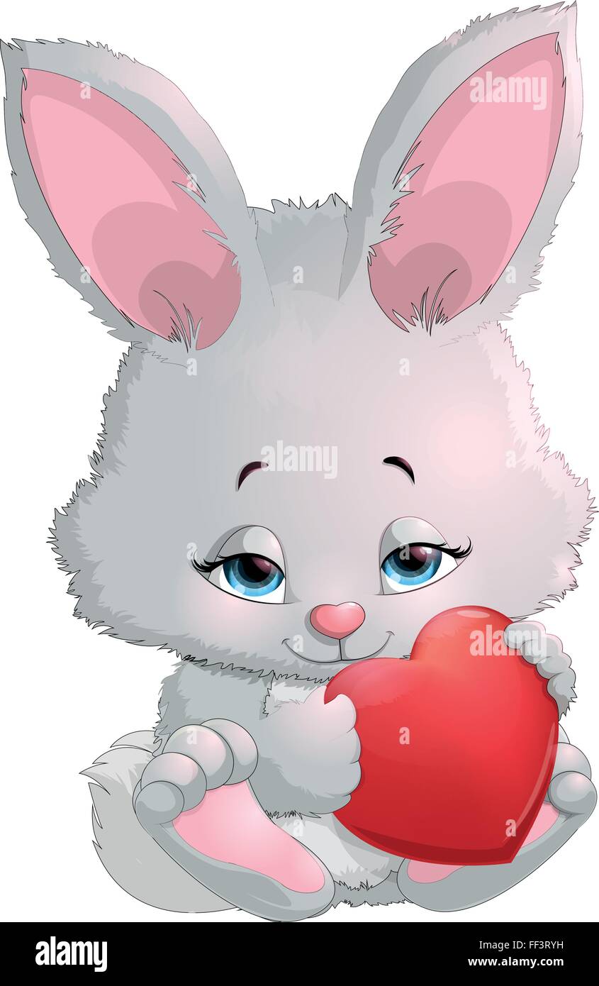 cute bunny holding a heart Stock Vector Image & Art - Alamy