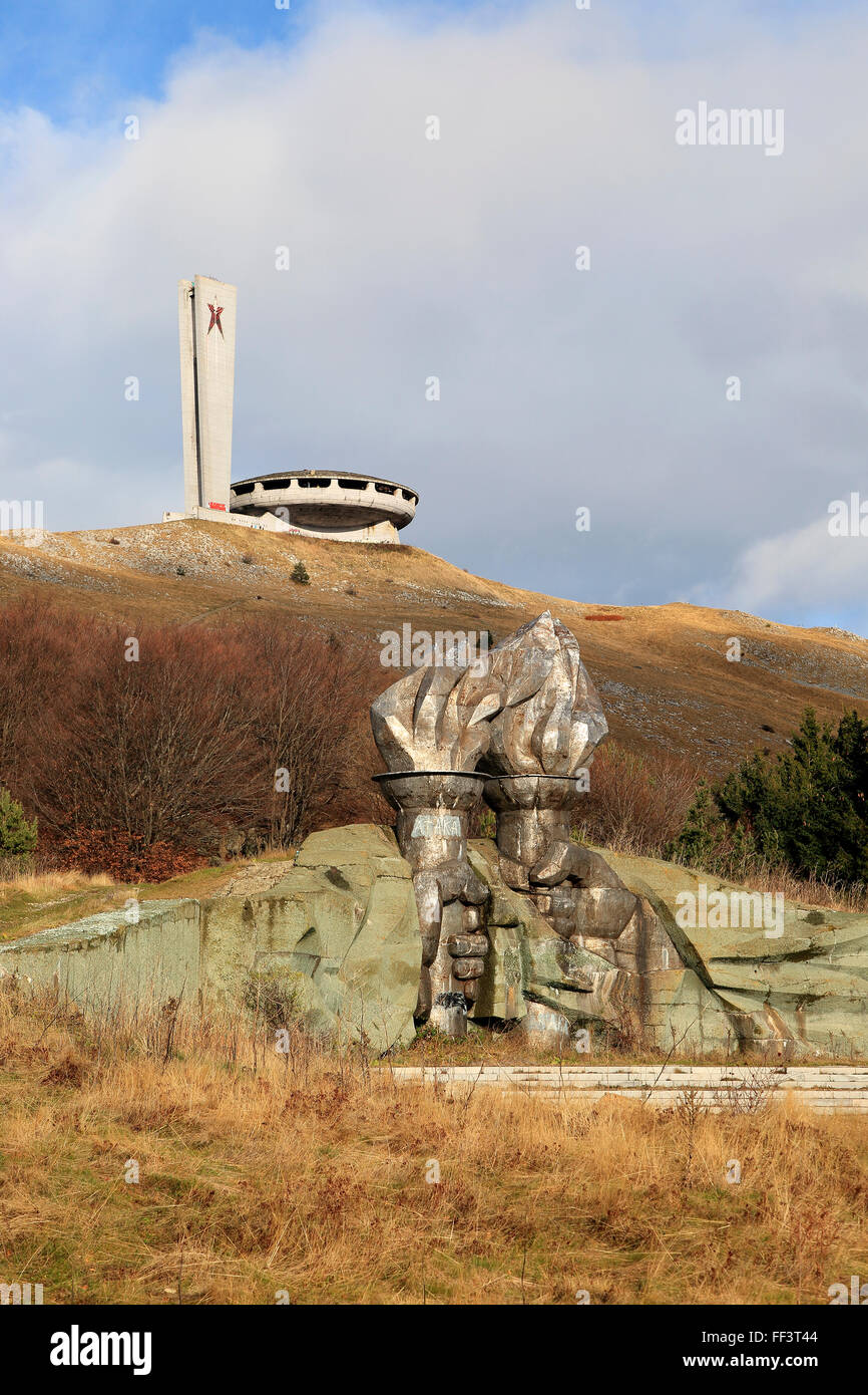 Burning torch sculpture Buzludzha monument former communist party ...
