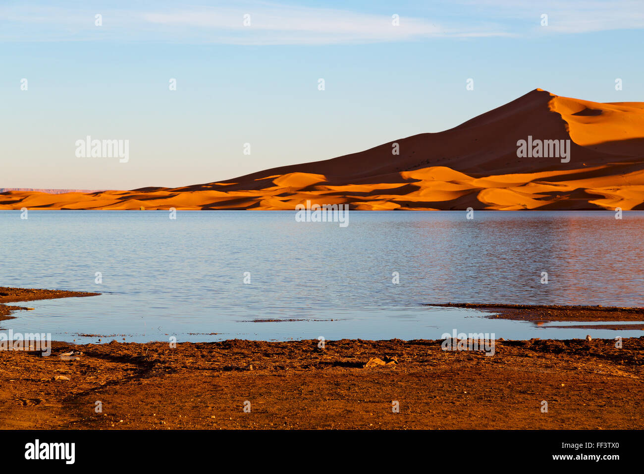 sunshine in the desert of morocco sand and lake dune Stock Photo - Alamy