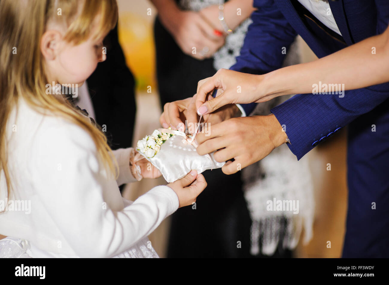 bride and groom are changing rings on their wedding Stock Photo - Alamy