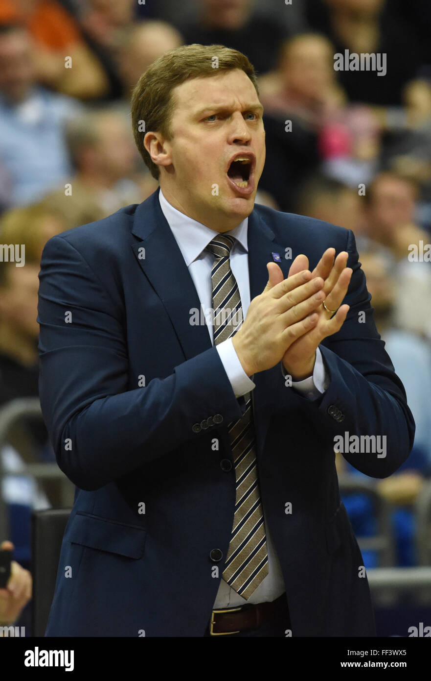 Neptunas' head coach Dainius Adomaitis gestures during the Eurocup ...