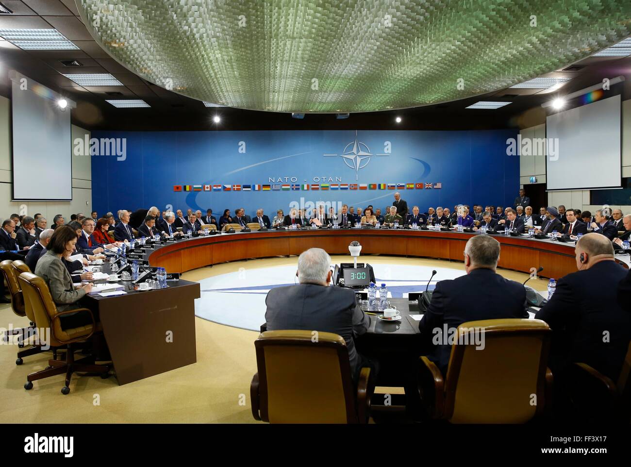 Brussels. 10th Feb, 2016. Photo taken on Feb. 10, 2016 shows a NATO Defense Ministers meeting at ...