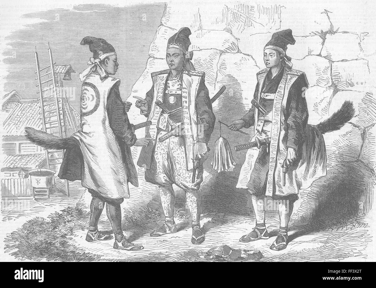 JAPAN Japanese warriors, fighting-dress 1864. Illustrated London News ...