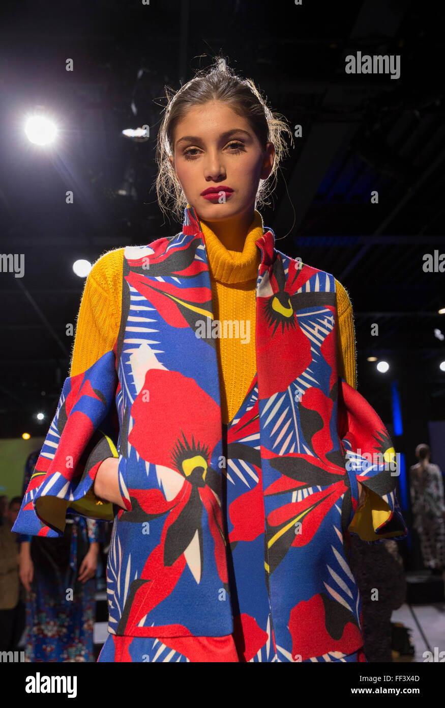 New York, NY - February 9, 2016: Model shows off dress for Lenerd by ...