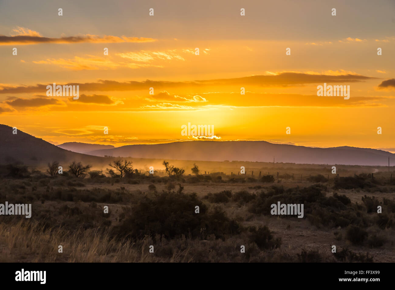 Outback South Australia beautiful orange sunset over the Flinders ...