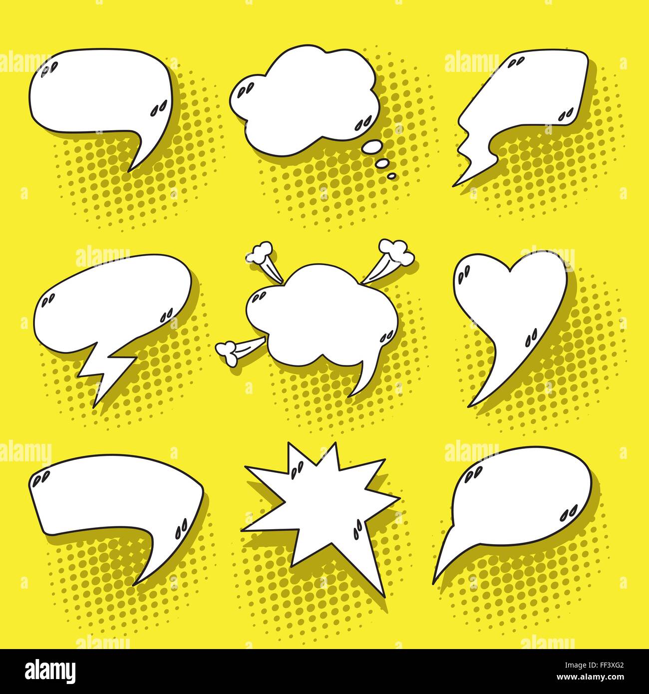 Pop art speech bubbles set on yellow background Stock Vector Image ...