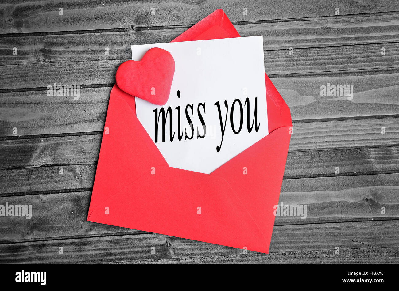 red heart word miss on wood vintage stlye background Stock Photo - Alamy