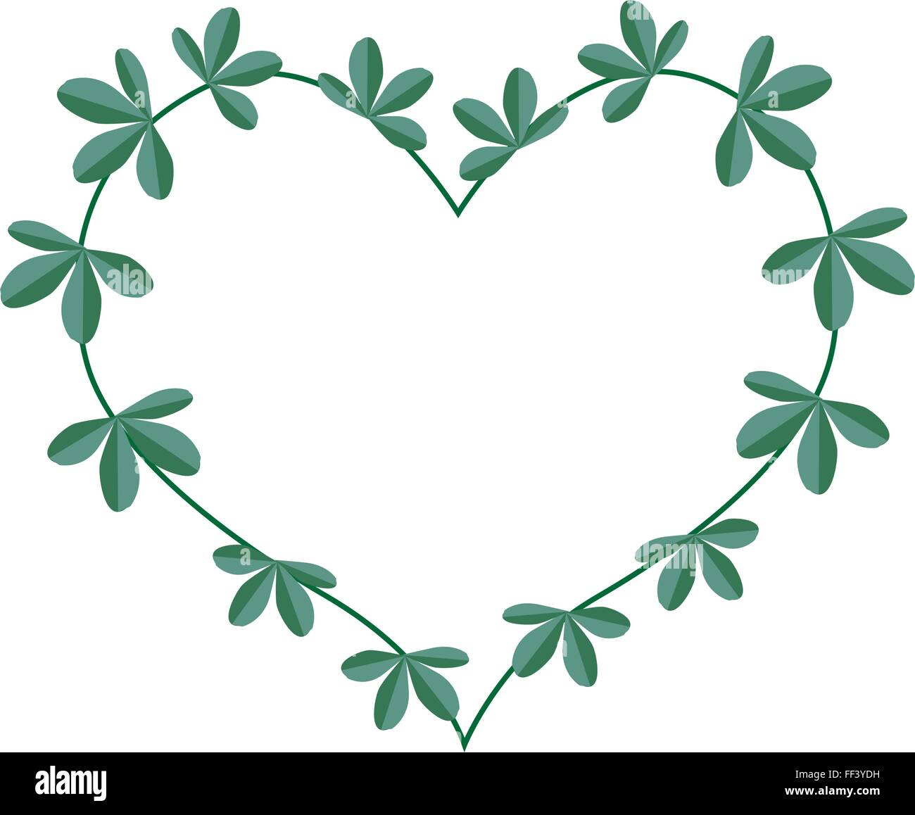 Love Concept, Illustration of Heart Shape Wreath Made of Evergreen ...