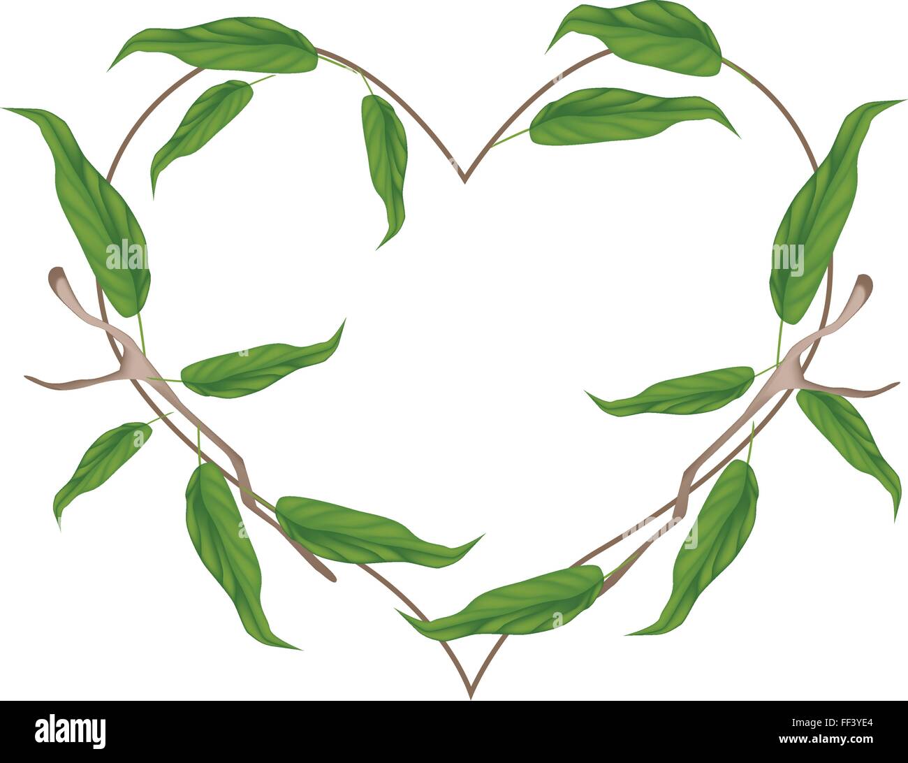 Love Concept, Illustration of Heart Shape Wreath Made of Evergreen ...