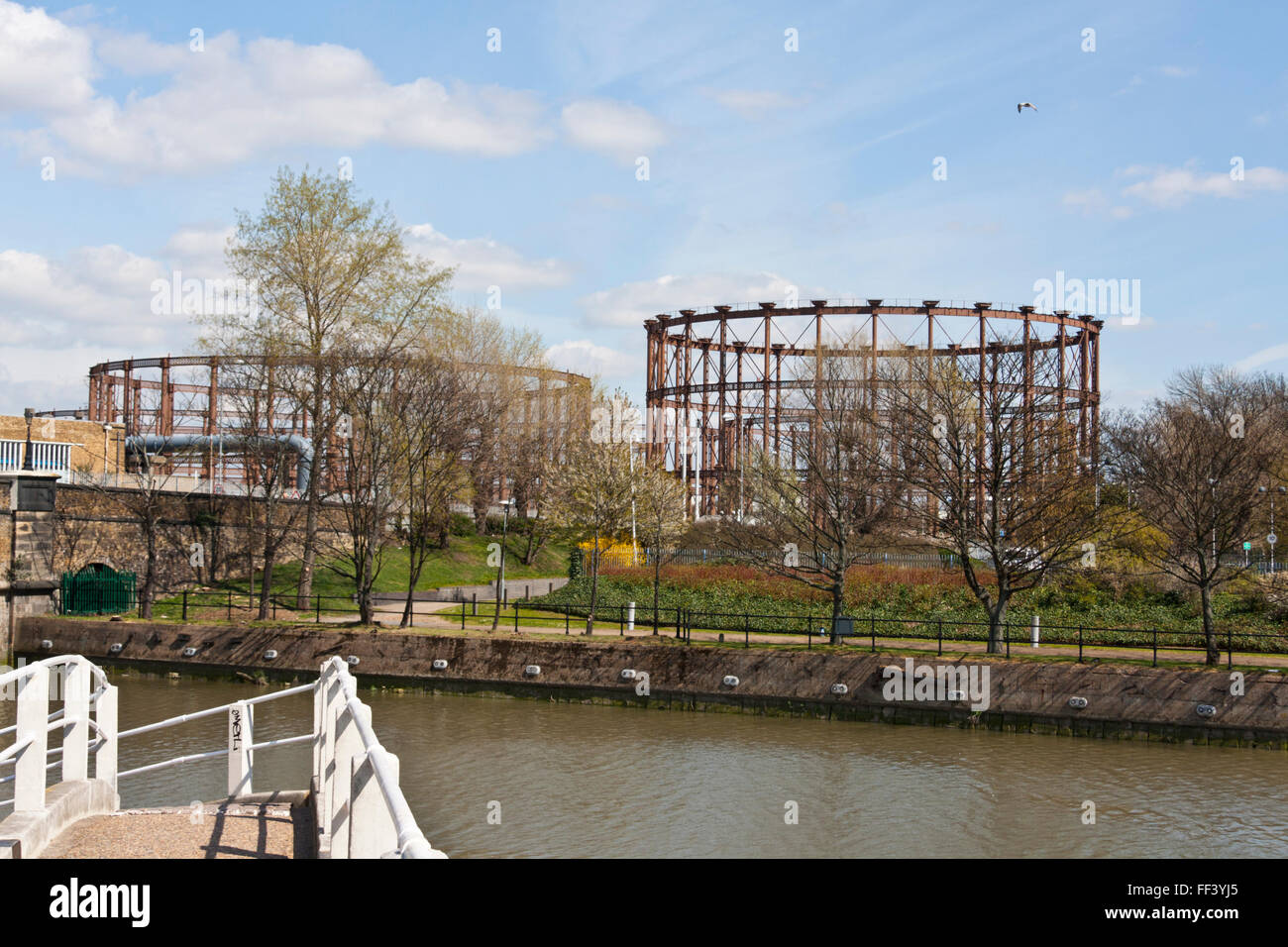 Gas storage tanks Bromley-By-Bow, London Stock Photo - Alamy
