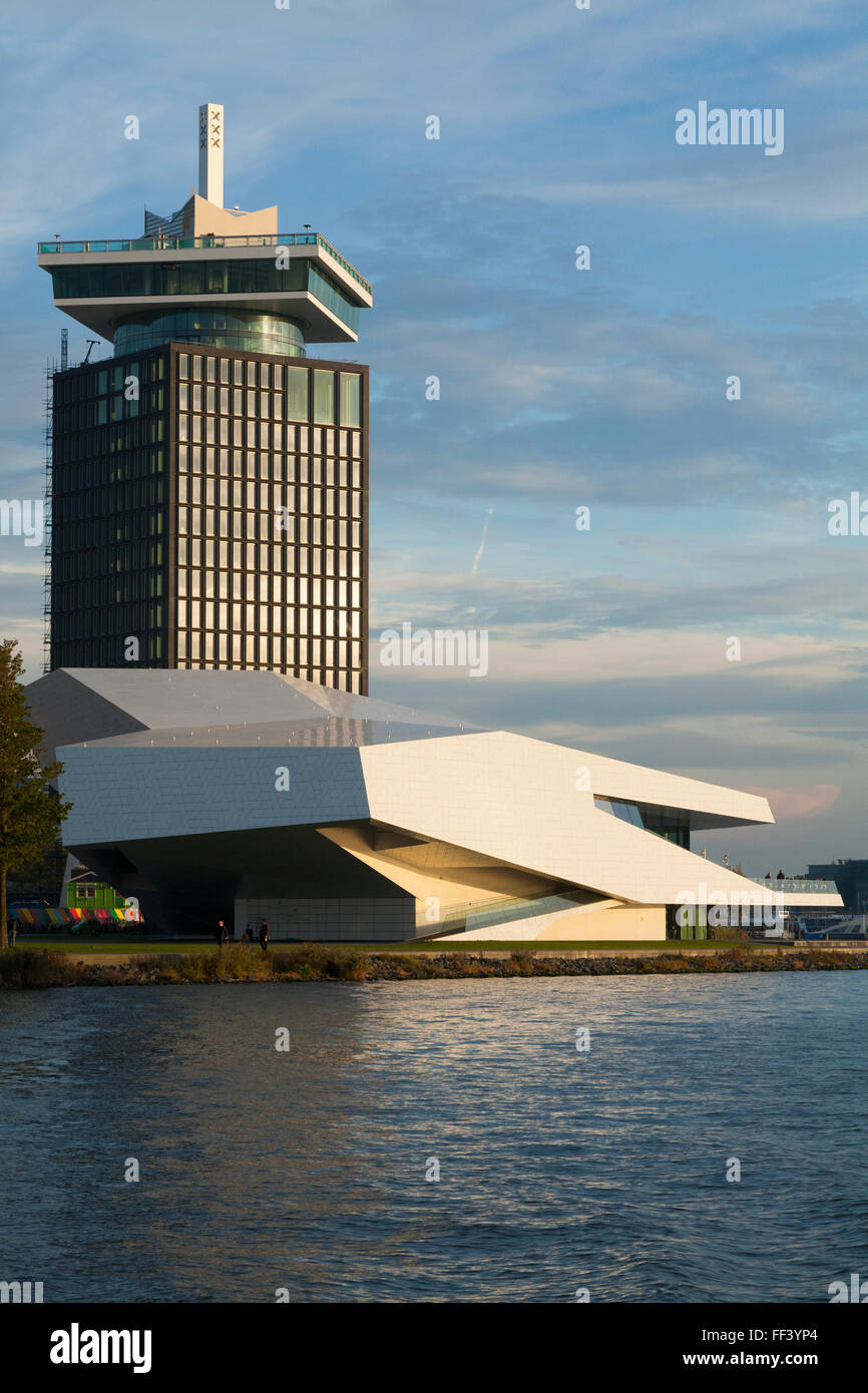 EYE Film Institute building (foreground) and the A'DAM Toren tower ...