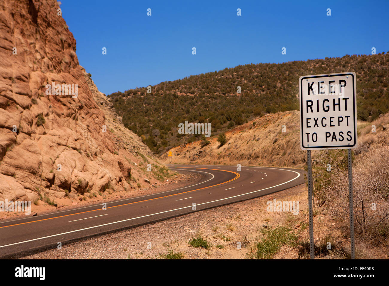 A keep right sign in an Arizona desert Stock Photo - Alamy