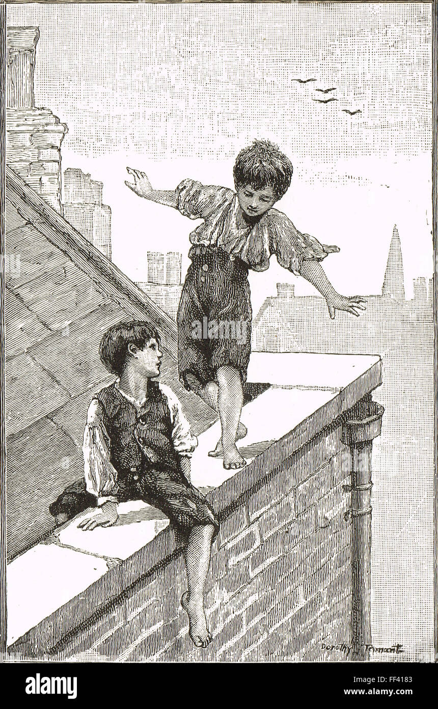 Victorian London Street Arabs playing on a rooftop Stock Photo - Alamy