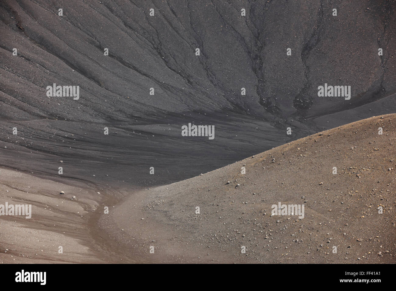 Icelandic landscape with extinct volcano and rocks. Horizontal Stock ...