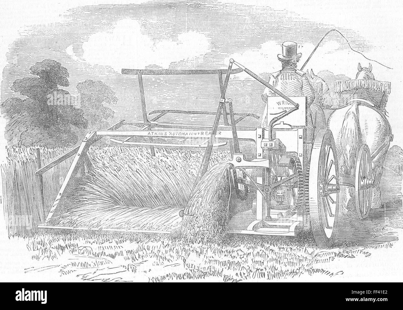 CHICAGO Self-raking reaper, invented by Atkins, US 1853. Illustrated ...